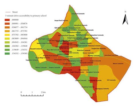 Spatial Distribution Of Accessibility To Primary Schools For 5 Minutes