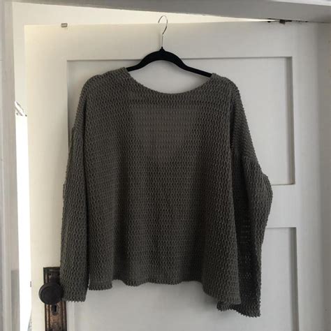 Uber Den Wolken Reversible Knit Sweater Olive Depop