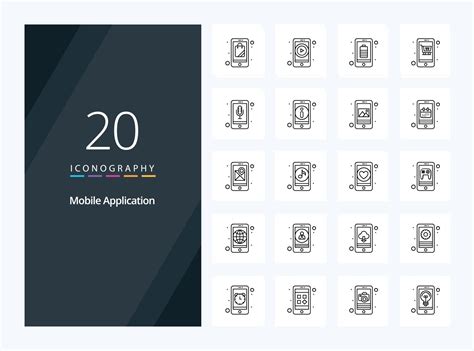 20 Mobile Application Outline Icon For Presentation 16145180 Vector Art