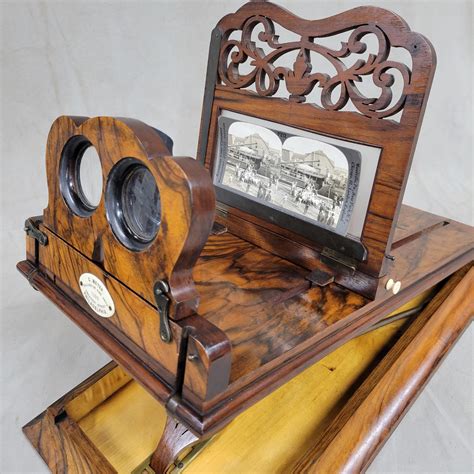 Antique Rosewood Folding Stereoscope Viewer Philadelphia Gallery Of