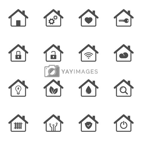 Smart Home Technology Silhouette Vector Icons Isolated On White Background Smart House