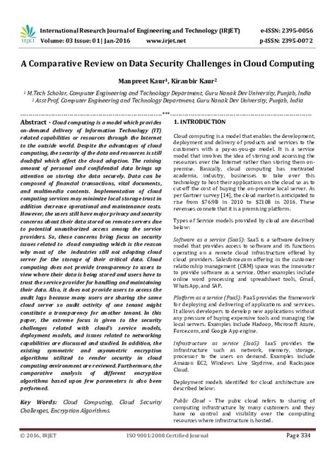 Pdf A Comparative Review On Data Security Challenges In Cloud Computing