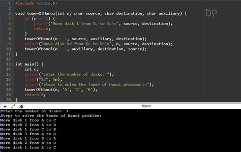 C Program Demonstrating Tower Of Hanoi