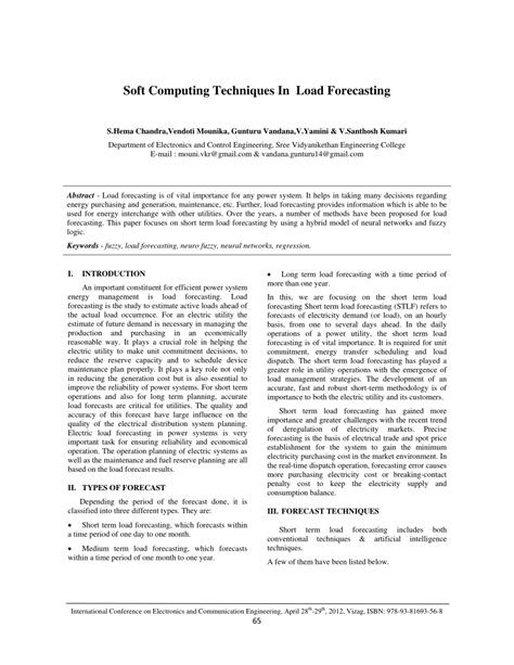 Pdf Soft Computing Techniques In Load Forecasting