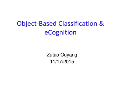 Pdf Object Based Classification And Ecognition