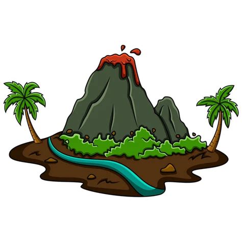 Volcano Island Clipart Volcano Explosing On Lonely Island High Res