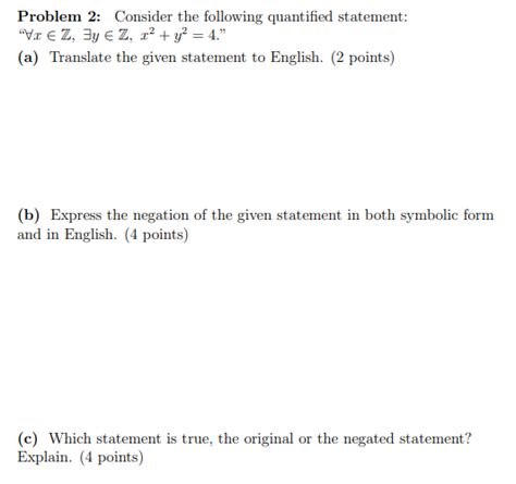 solved problem 2 consider the following quantified