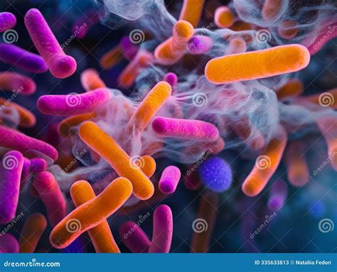 Close Up Of Colorful Bacteria In A Microscopic Environment Showcasing