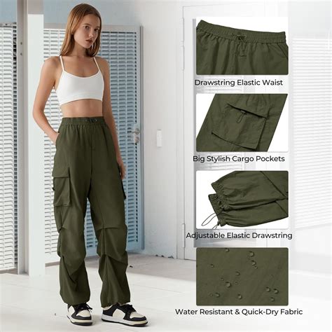 Zando Baggy Cargo Parachute Pants Women High Waisted Wide Leg