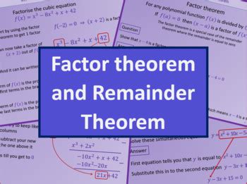 Factor Theorem And Remainder Theorem By Al Robinson Tpt