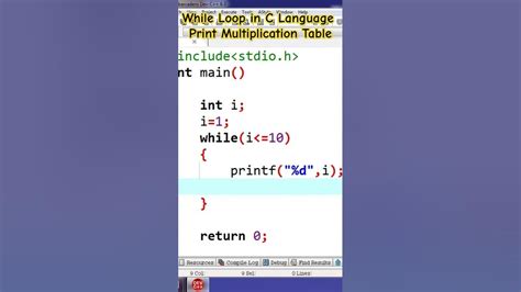 while loop in c language print multiplication table ctutorials