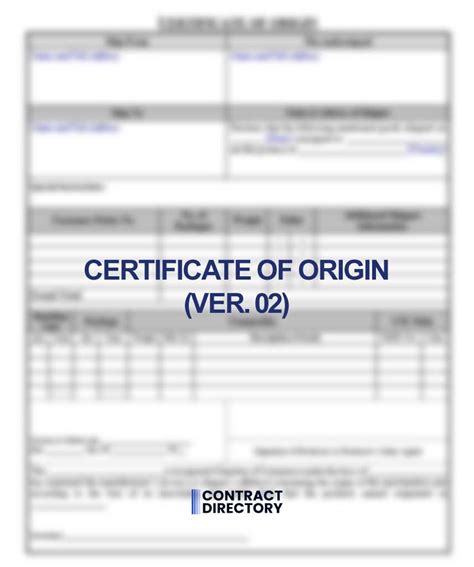 Certificate Of Origin Ver 02 Contract Directory