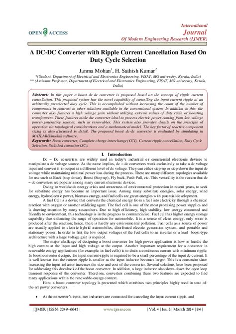 Pdf A Dc Dc Converter With Ripple Current Cancellation Based On Duty Cycle Selection