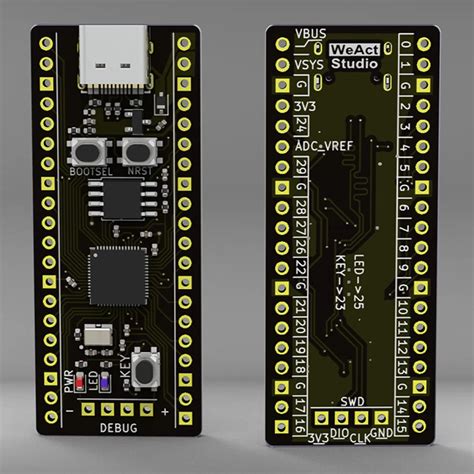 Плата Raspberry Pi Pico Board WeAct RP2040 133 МГц 264KB SRAM 16MB Flash купить Zevs by
