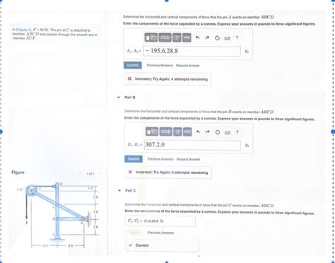Solved Determine The Horizontal And Vertical Components Of