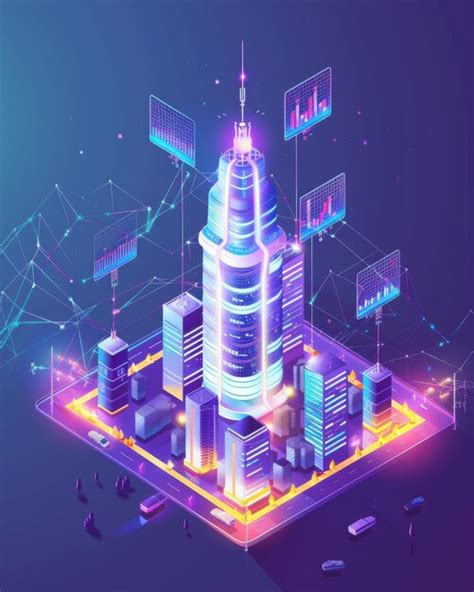 Cyberpunk Cityscape With Data Visualizations Premium Ai Generated Image