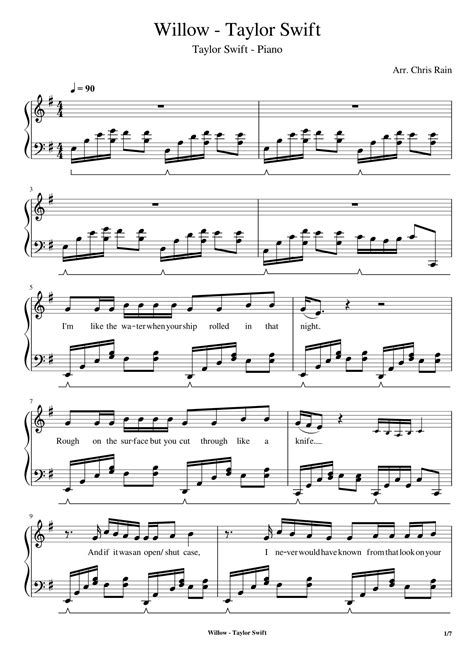 Taylor Swift Willow Piano Piano Sheet Music Taylor Swift Easy