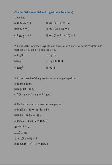Solved Chapter Exponential And Logarithmic Functions Chegg