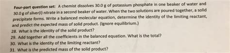solved four part question set a chemist dissolves 30 0 g of