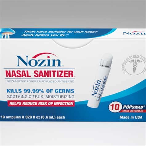 Nozin® Nasal Sanitizer® Popswab® Ampules 10 Ct Nozin® Nasal Sanitizer