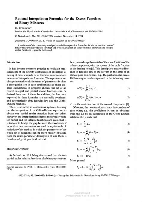 Pdf Rational Interpolation Formulae For The Excess Functions Of