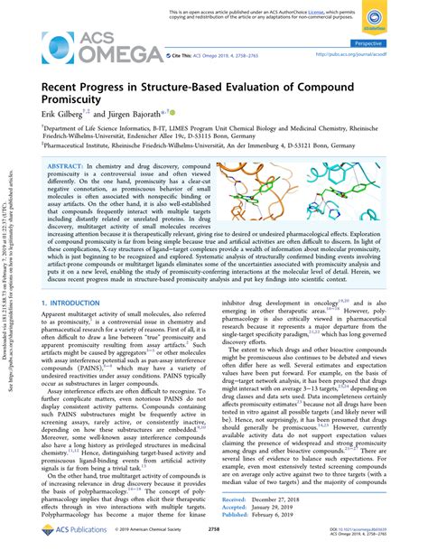 Pdf Recent Progress In Structure Based Evaluation Of Compound Promiscuity