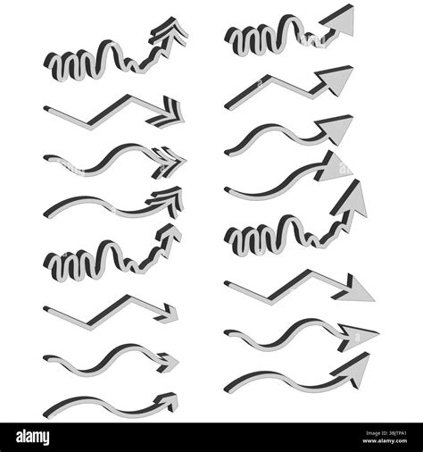 Curved Arrow Icons Wavy Direction Signs Twisted Vector Arrows Flow Movement Symbol Stock