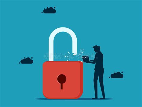 Business Data Access Or Unlocking Businessman Unlocking Keys With Laptop Vector Stock Vector