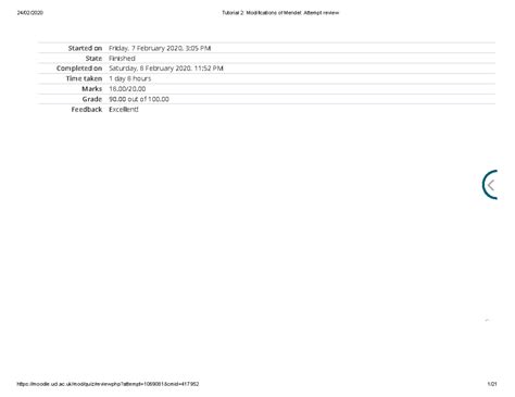 Tutorial Modifications Of Mendel Attempt Review Started On Friday February PM
