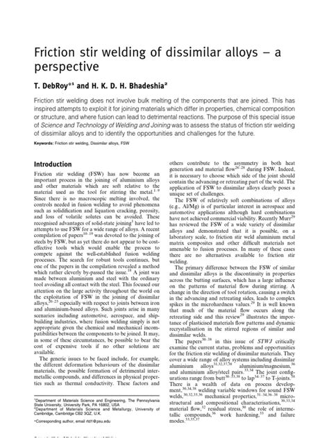 12 Friction Stir Welding Of Dissimilar Alloys A Perspective Pdf