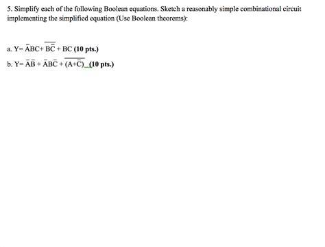 Solved 5 Simplify Each Of The Following Boolean Equations