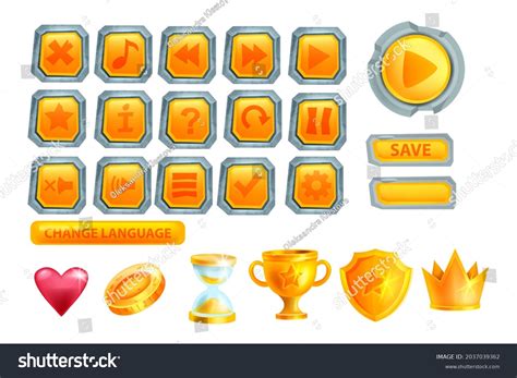 Game Button Vector Set Ui Play Stock Vector Royalty Free Shutterstock