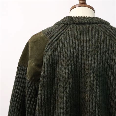 Old Woolyback Heavy Wool Knit Suede Patch Hunting Sweaterusedvintage