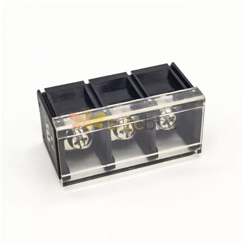 Elecbee Barrier Terminal Block With Cover Pin Straight Black Connector