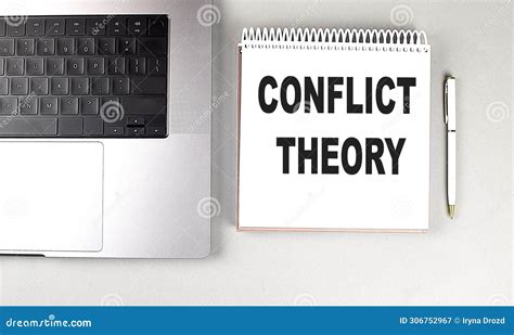 Conflict Theory Text On Notebook With Laptop And Pen Stock Image Image Of Wasting Deadline