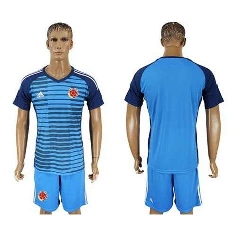 Colombia Blank Blue Goalkeeper Soccer Country Jersey