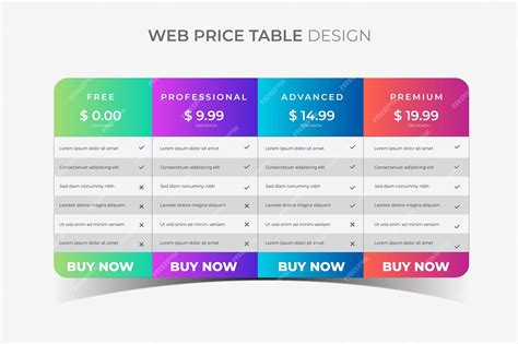 Premium Vector Price Table Template Web Subscription Plan Pricing