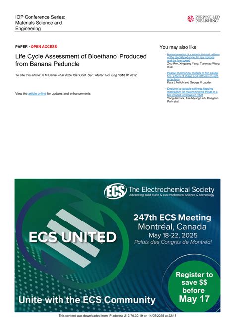 Pdf Life Cycle Assessment Of Bioethanol Produced From Banana Peduncle