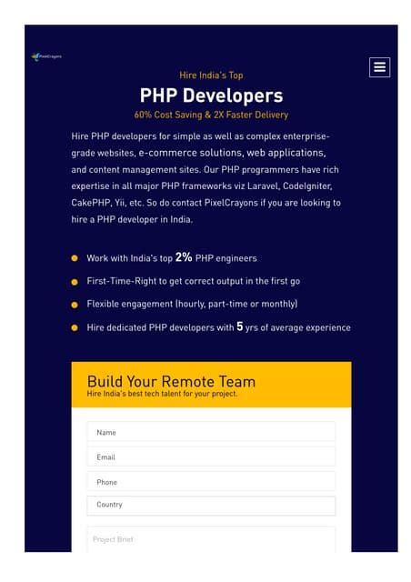 Pixelcrayons Hire Indias Top Php Developers Pdf