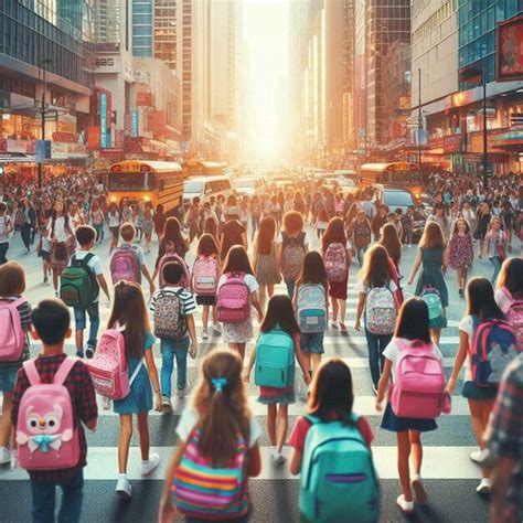 Back To School Hustle In The City Premium Ai Generated Image