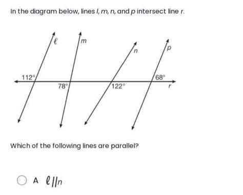 In The Diagram Below Lines I M N And P Intersect Line R Which Of The Following Lines Are