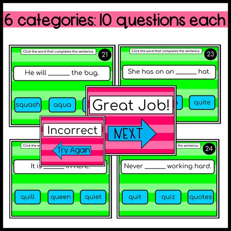 QU Words Interactive Slides for Google Classroom l Digital Learning | Made By Teachers