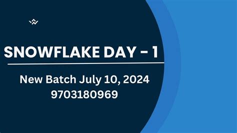 Snowflake Demo Day 1 New Sql And Snowflake Batch On July 10th Youtube