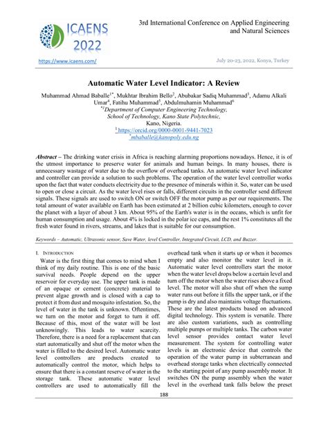 PDF Automatic Water Level Indicator A Review