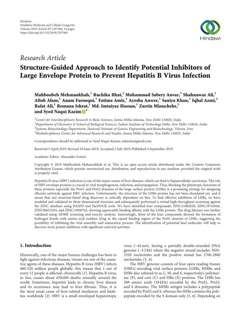 Pdf Structure Guided Approach To Identify Potential Inhibitors Of Large Envelope Protein To