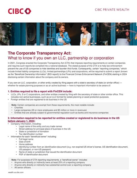 CIBC Private Wealth Management The Corporate Transparency Act Page