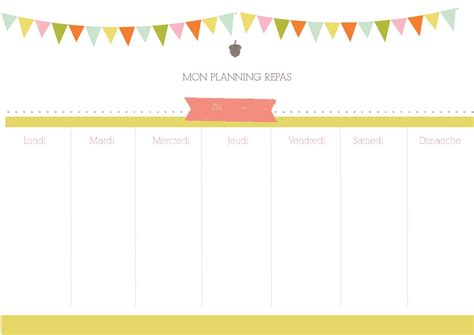 Modèle De Menu De La Semaine à Imprimerplanning De Repas Sous Forme De