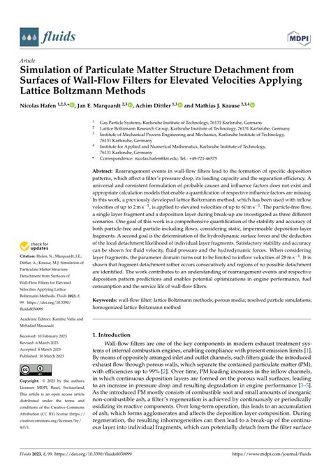 Pdf Simulation Of Particulate Matter Structure Detachment From