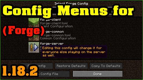 Config Menus For Forge Mod How To Install For Minecraft YouTube