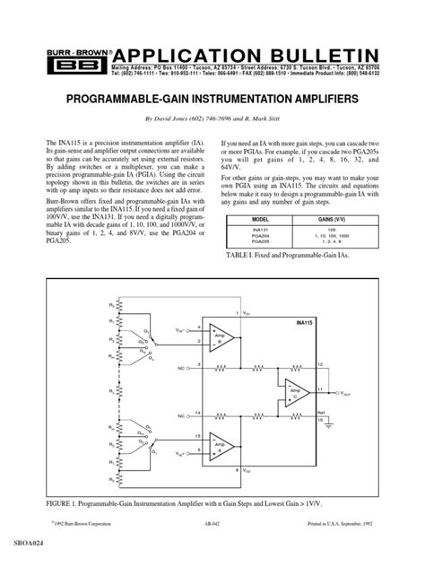 Sboa024 Programmable Gain Instrumentation Amplifiers Pdf